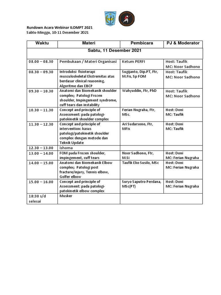 Rundown Acara Webinar ILOMPT | PDF