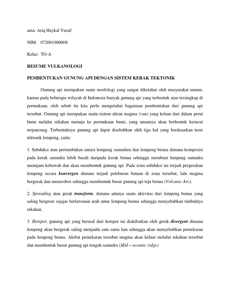 Pembentukan Gunung Api dengan Sistem Kerak Tektonik | PDF