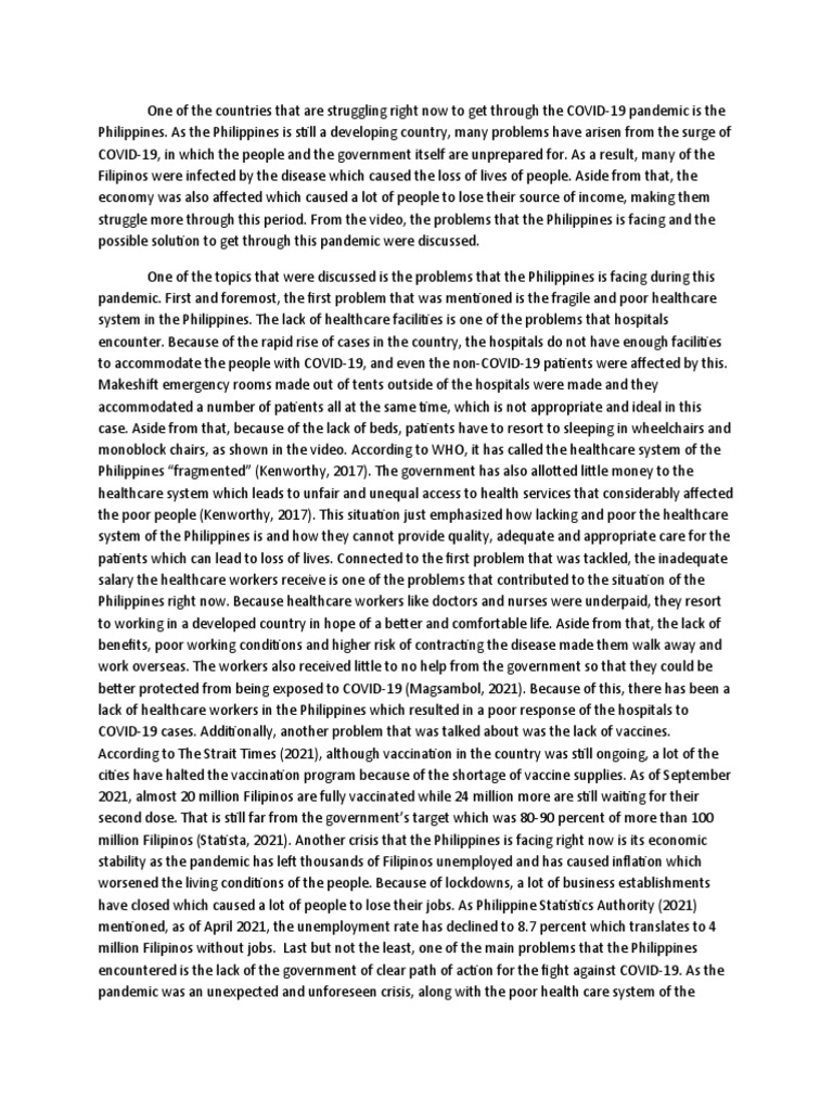 Covid 19 Essay | Descargar gratis PDF | Health Care | Health Professional