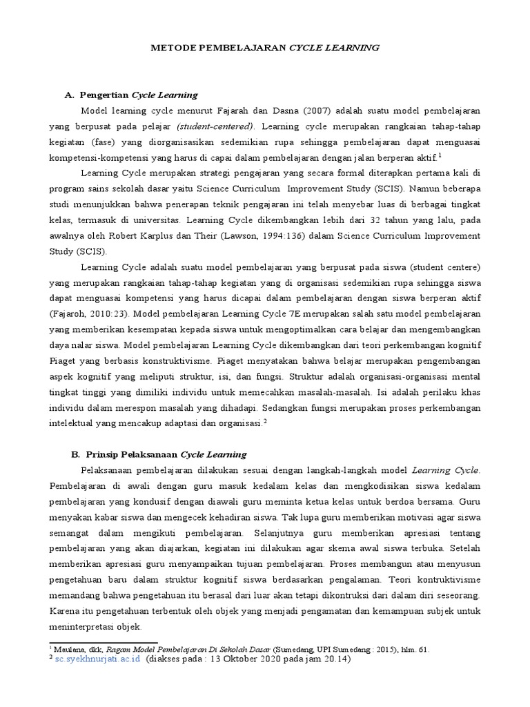 METODE PEMBELAJARAN CYCLE | PDF