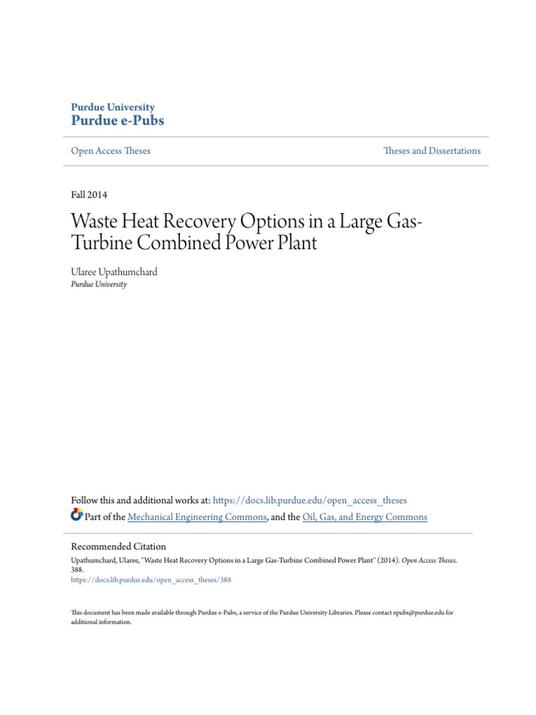 Waste Heat Recovery in Gas-Turbine Plants | PDF | Power Station ...