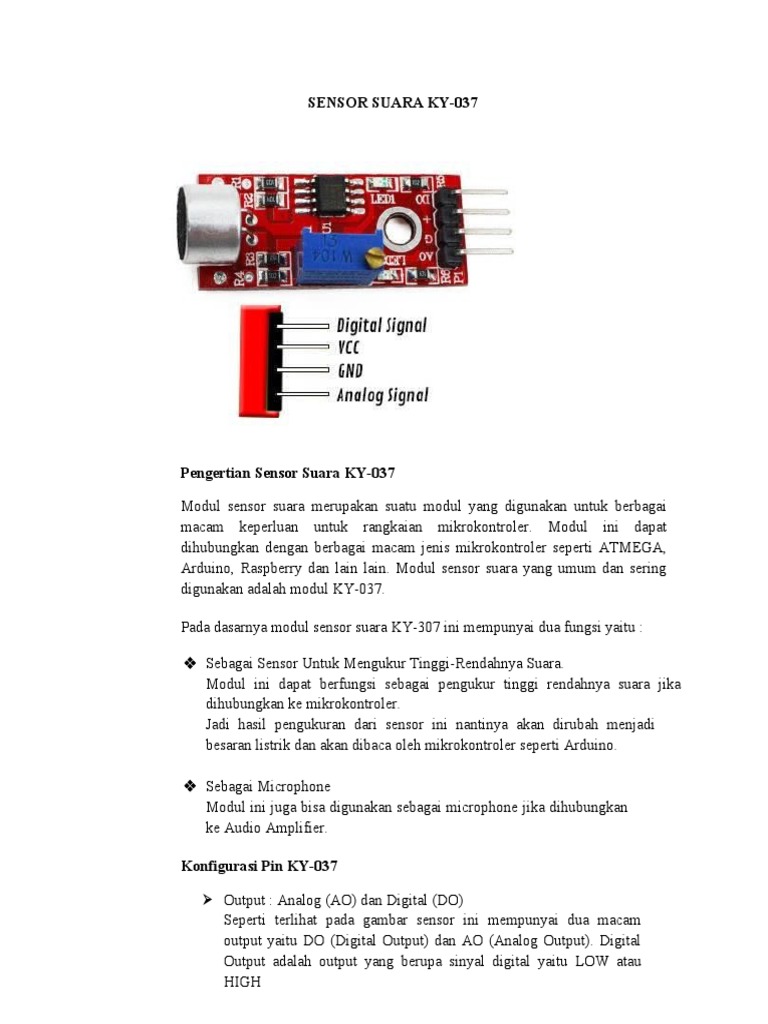 Modul Sensor Suara KY-037 dan Fungsinya | PDF | Komputer