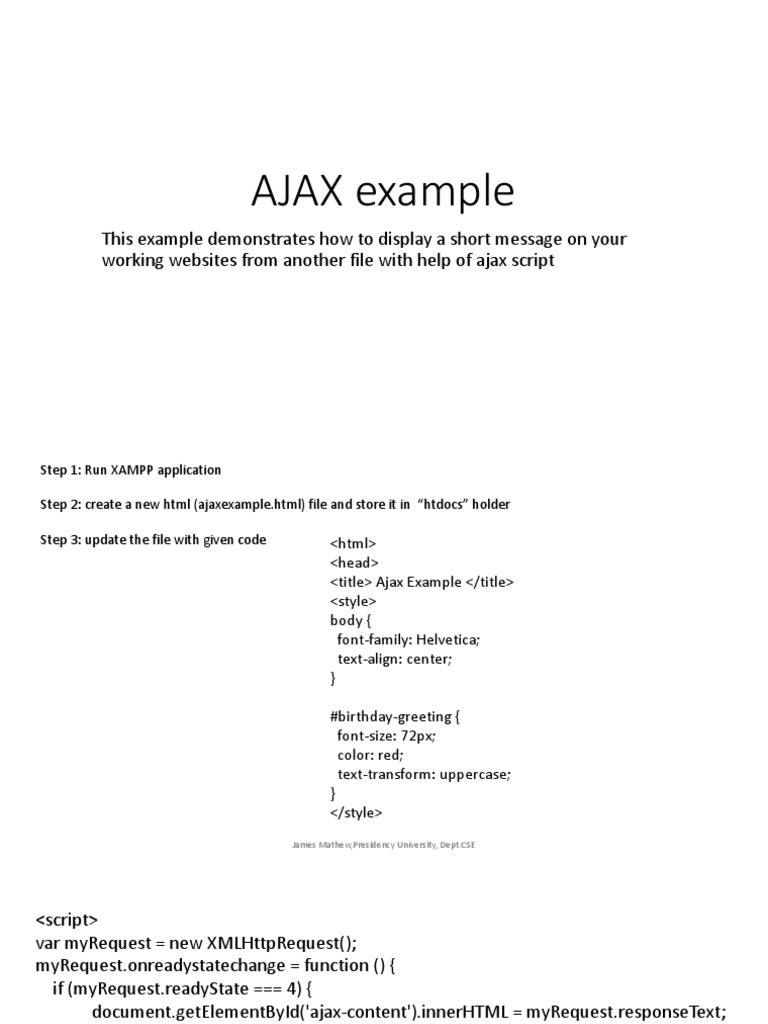 AJAX Example Shows Dynamic Content Loading | PDF | Ajax (Programming) | Computer File