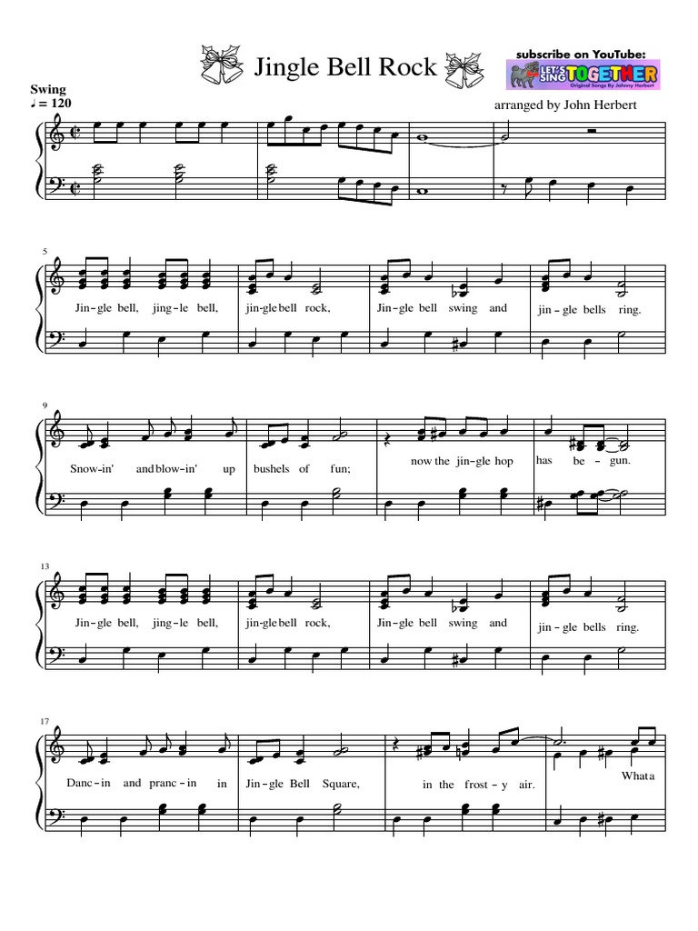 Jingle Bell Rock - Somewhat Easy Jazz Piano in C | PDF | American ...