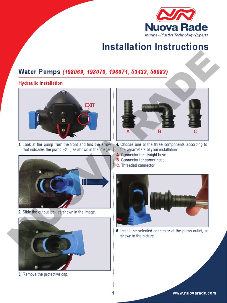 Installation Instructions: Water Pumps | PDF | Electrical Connector | Screw