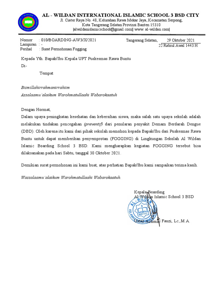 Permohonan Fogging Ke Puskesmas | PDF