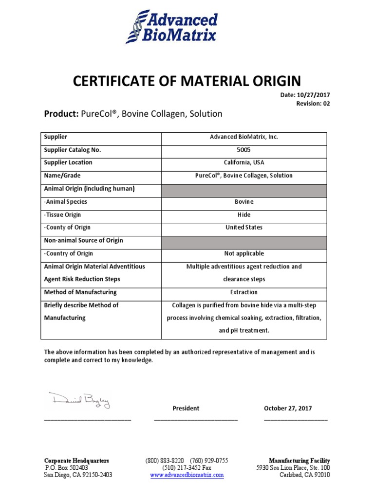 Certificate of Origin | PDF | Cattle | Biology