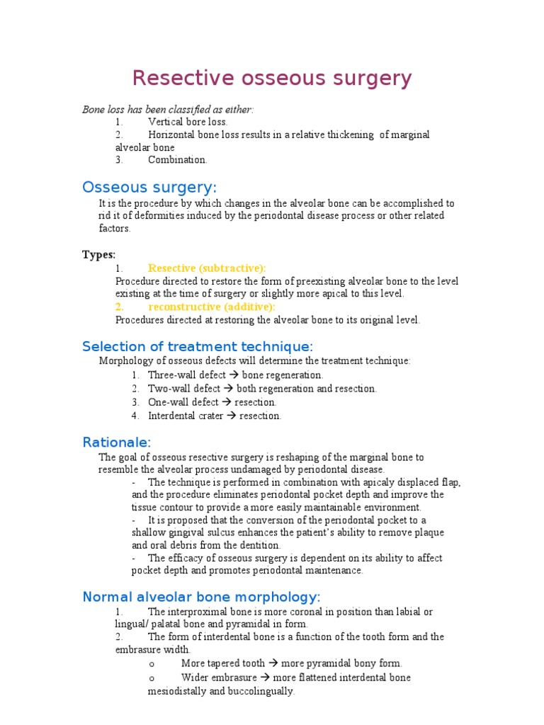 Resective Osseous Surgery Overview | PDF | Dentistry | Dentistry Branches