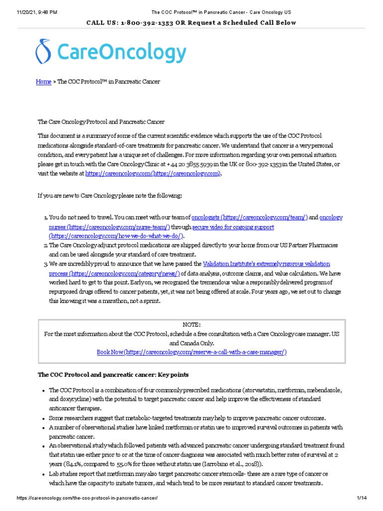 The COC Protocol™ in Pancreatic Cancer - Care Oncology US | PDF ...