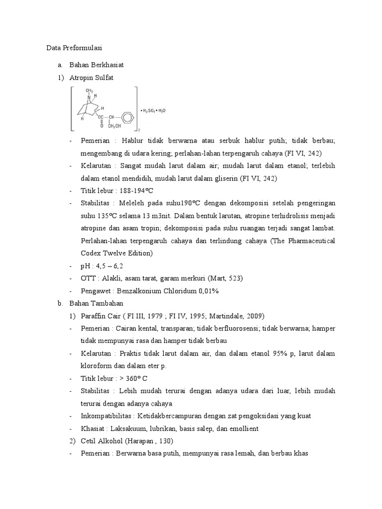 Data Preformulasi | PDF