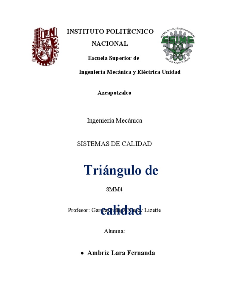 Triangulo de Calidad | PDF | Planificación | Economias