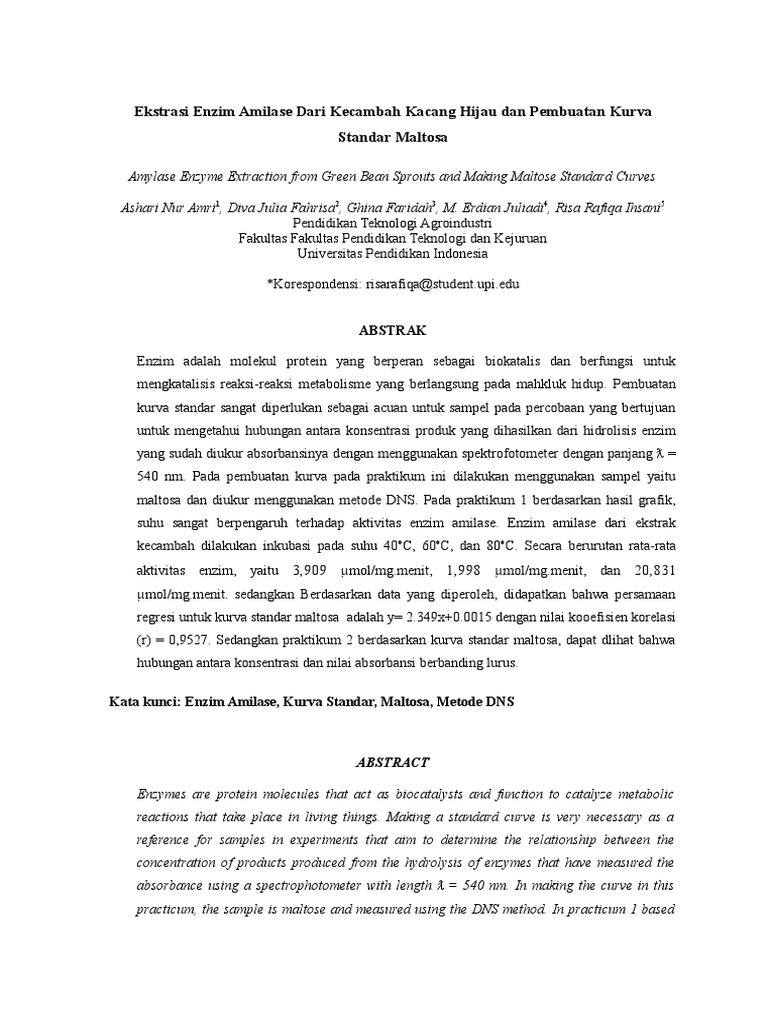 Laprak Enzim Kelompok 1 | PDF