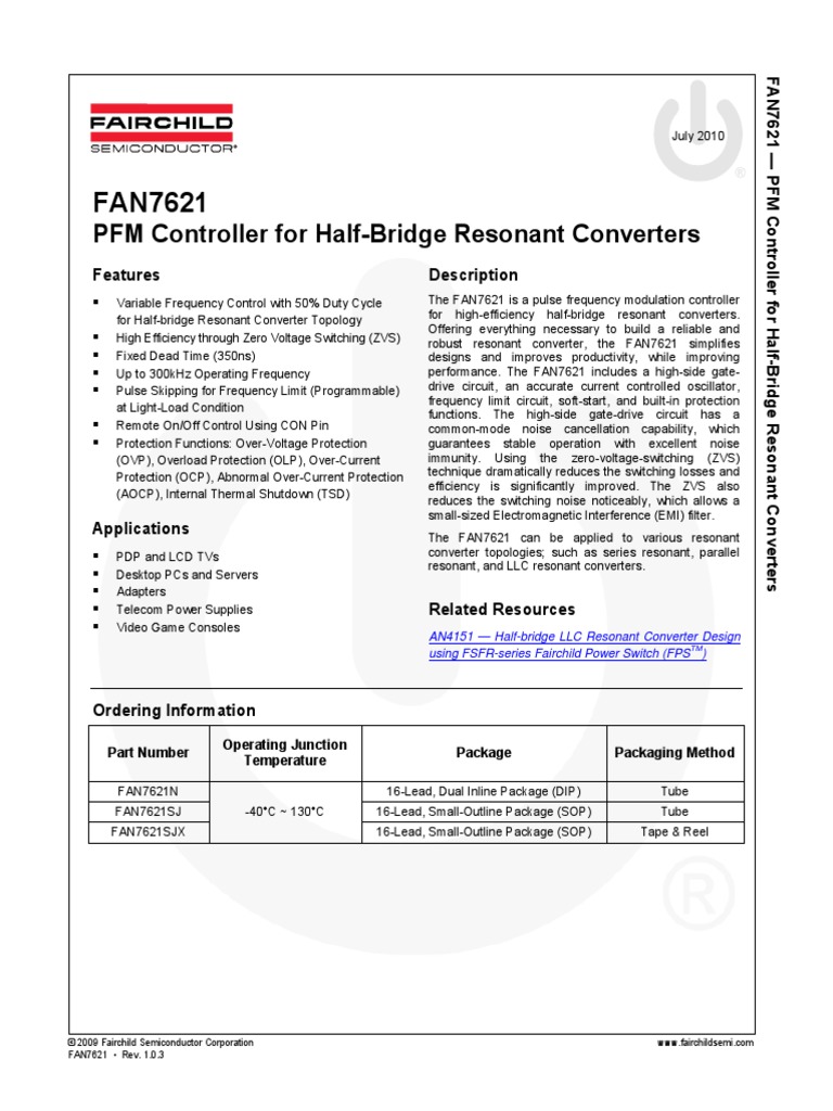 Fan 7621 | Download Free PDF | Resonance | Mosfet