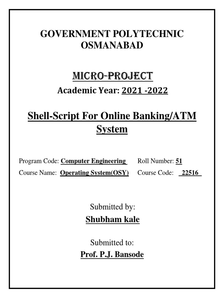 Micro-Project: Government Polytechnic Osmanabad | PDF | Operating ...