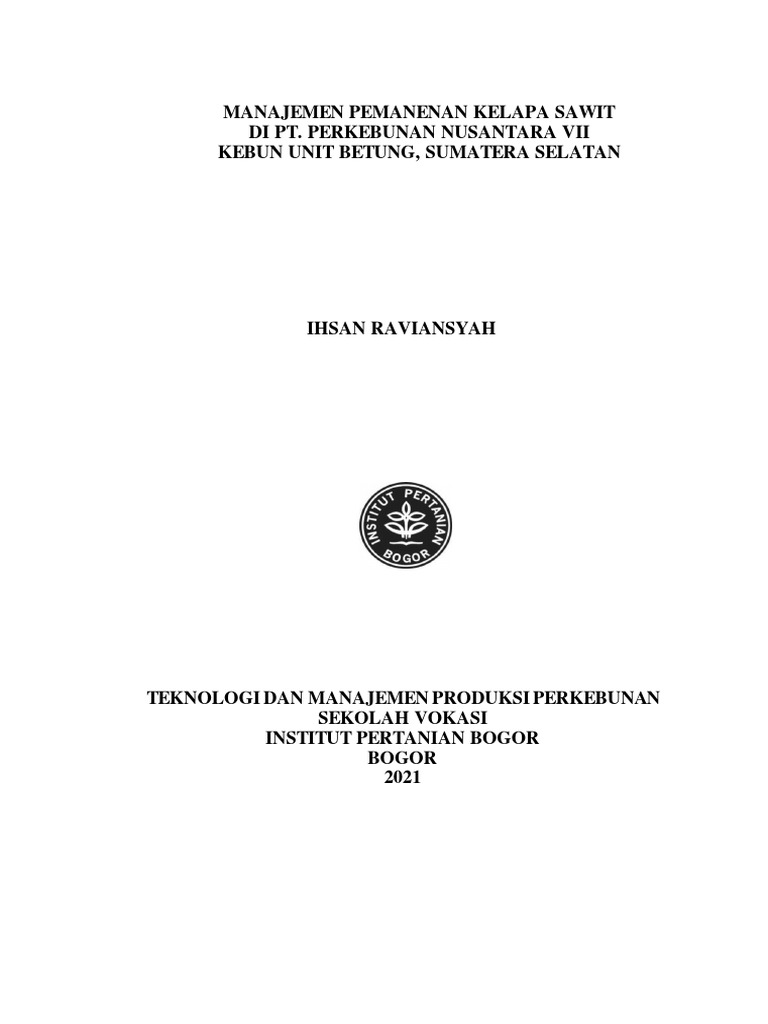 Pemanenan Kelapa Sawit | PDF
