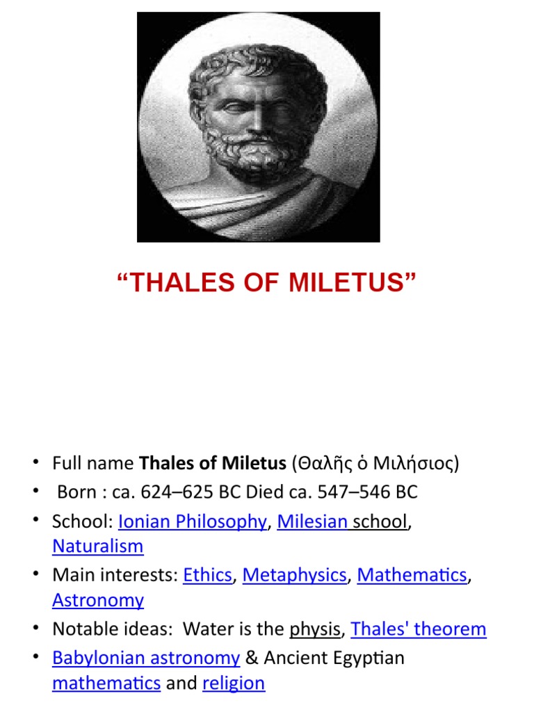 Thales of Miletus: Founder of Greek Mathematics | PDF | Mathematics ...