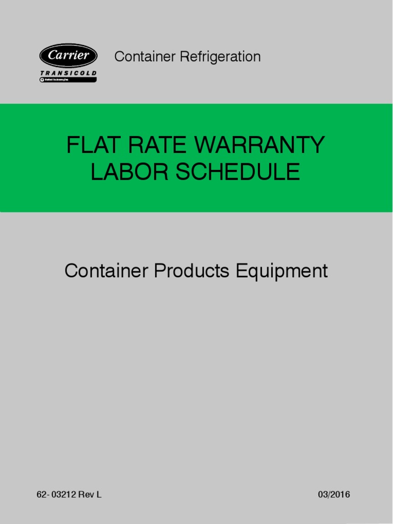 Flat Rate Warranty Labor Schedule: Container Products Equipment | PDF ...