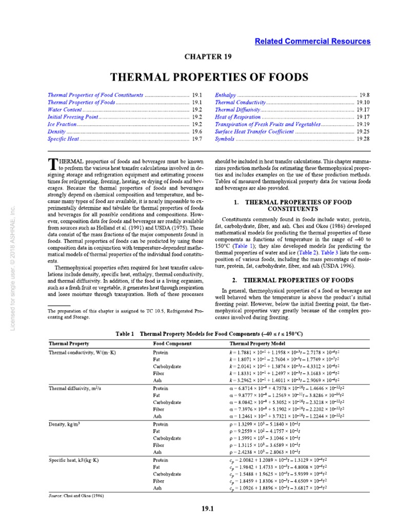 Chapter 19 - Thermal Properties of Food | PDF