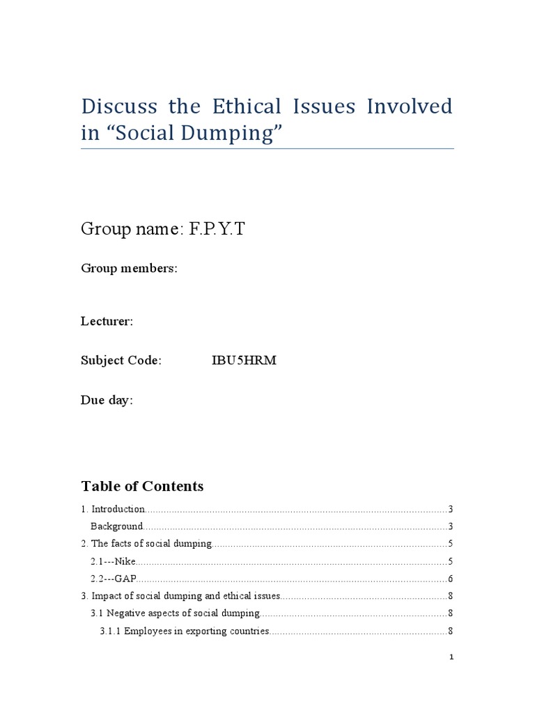 Ethical Issues of Social Dumping | PDF | Business | Labour Law
