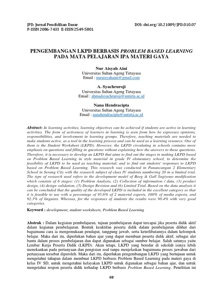 Pengembangan LKPD Problem Based Learning | PDF | Cognition | Science