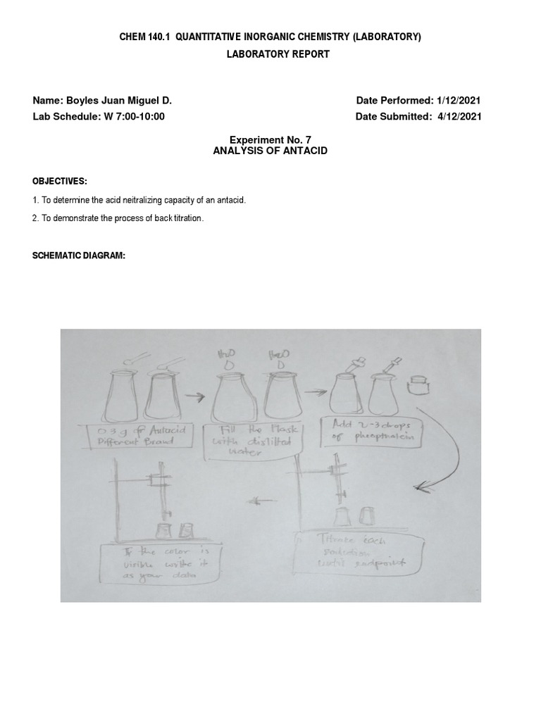 CHEM 140 Quantitative Analysis of Antacids | PDF | Titration | Chemistry