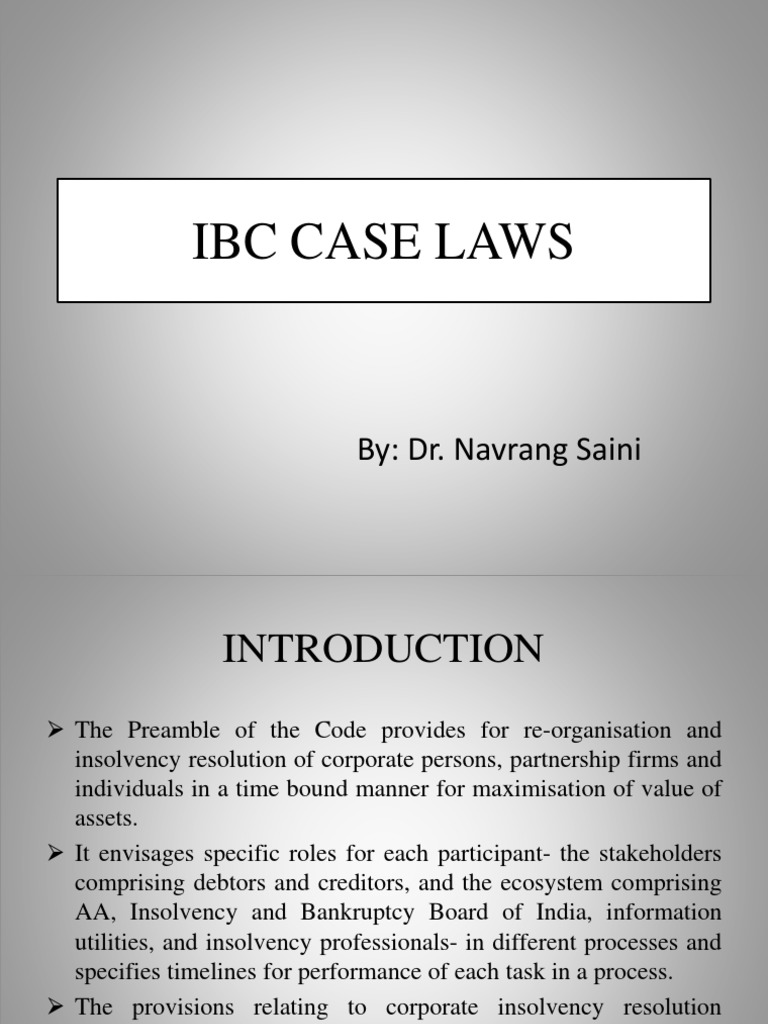 DR - Navrang Saini-IBC CASE LAWS | PDF | Bankruptcy | Public Law
