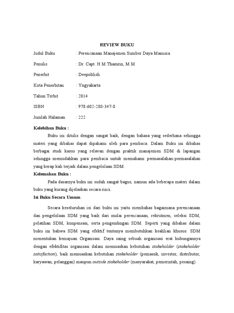 Contoh Review Buku Tugas Kuliah | PDF