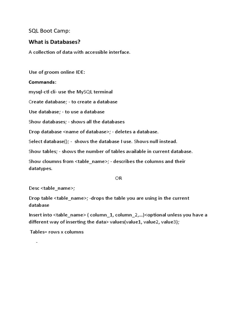 SQL Boot Camp | PDF | Computer Data | Information Retrieval