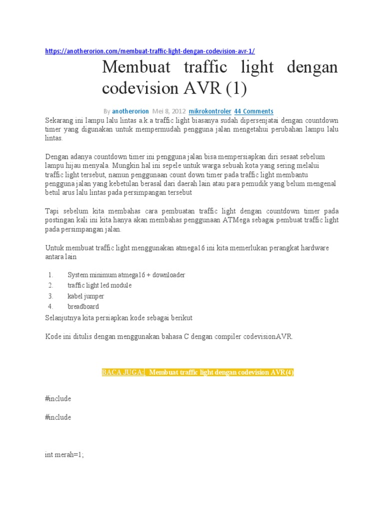 Membuat Traffic Light Dengan Codevision AVR | PDF | Bisnis | Komputer