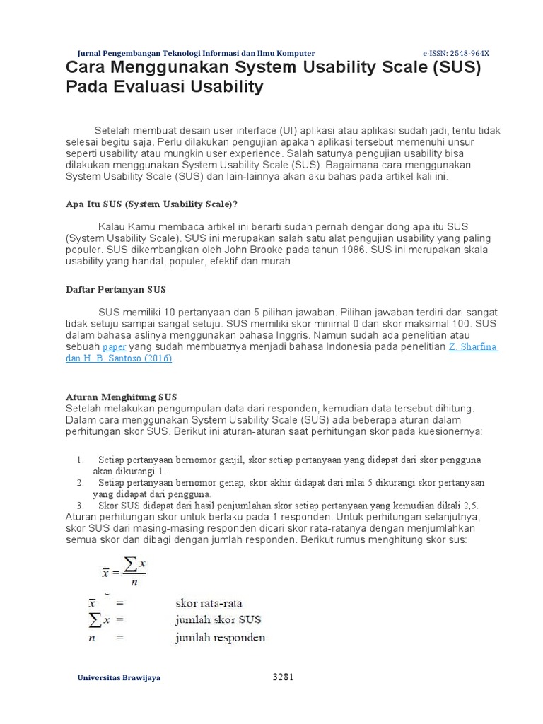 Cara Menggunakan System Usability Scale | PDF