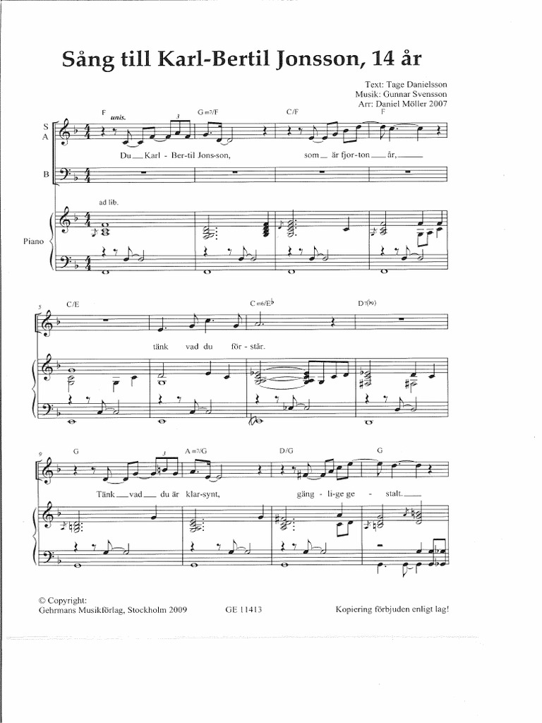 Sång Till Karl-Bertil Jonsson 14 År | PDF