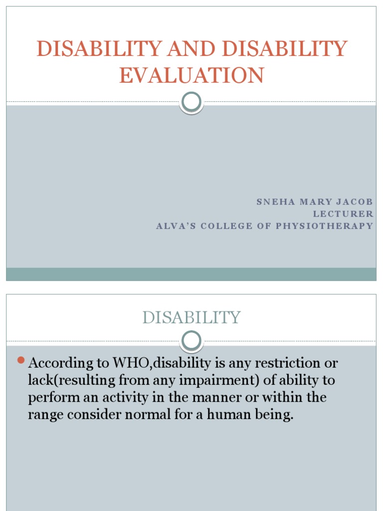 Disability and Disability Evaluation | PDF | Disability | Intellectual ...