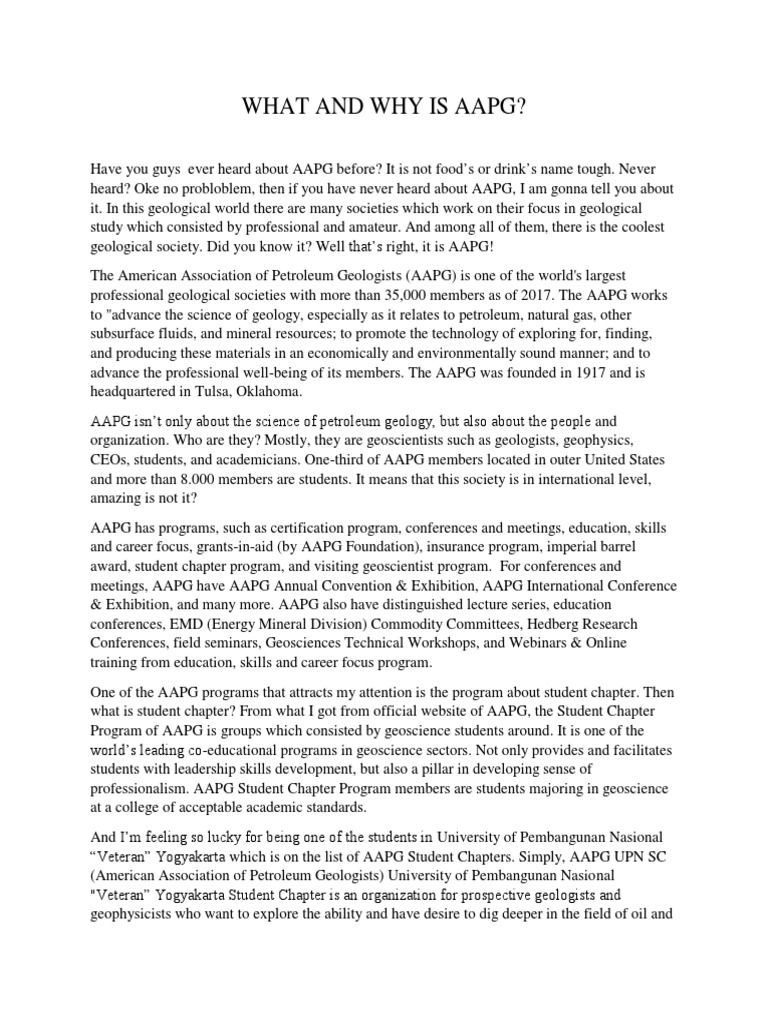 What and Why Is Aapg | PDF | Petroleum | Resource Extraction