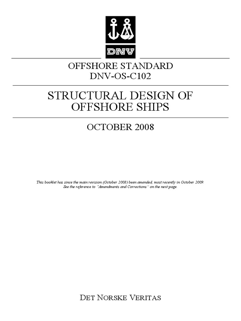 Structural Design of Offshore Ships: Offshore Standard DNV-OS-C102 | PDF | Strength Of Materials ...