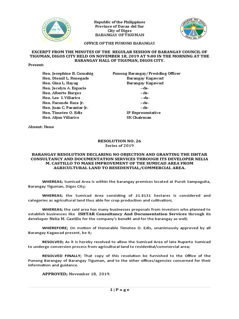 26 Resolution For No Objection (Sumicad Area) 2 | PDF | Government