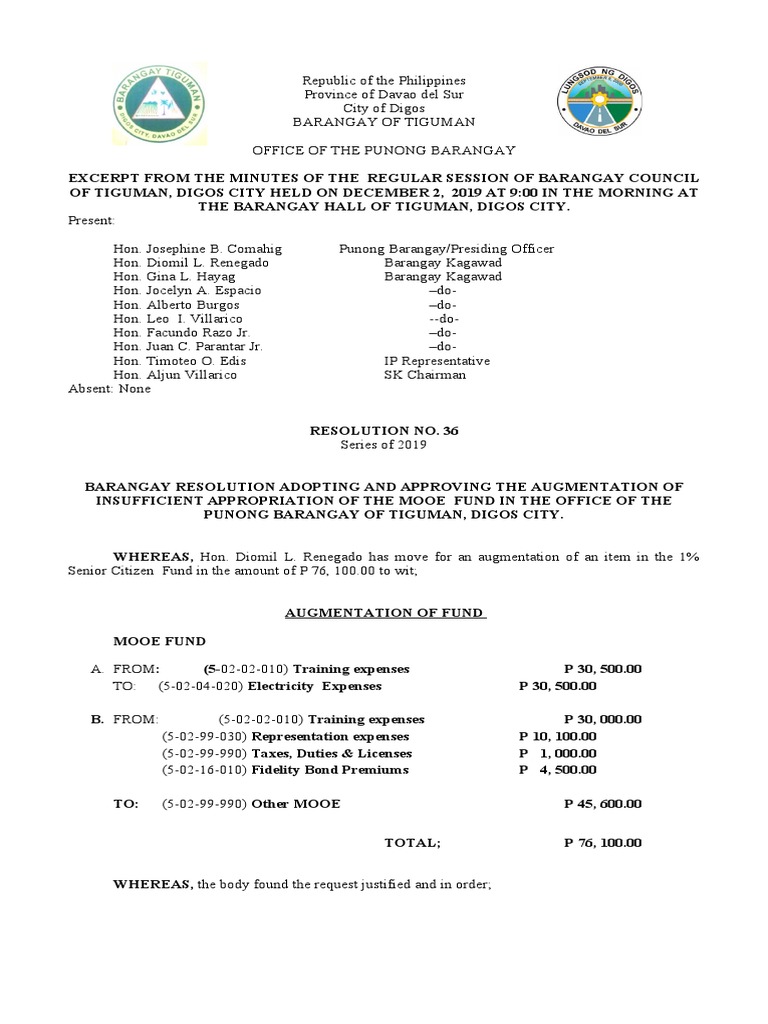 36 Resolution (Augmentation of Fund) 2019 | PDF | Government