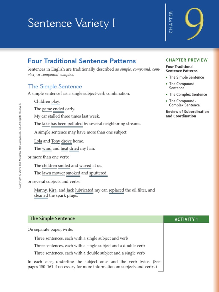 Sentence Variety Writing | PDF | Sentence (Linguistics) | Clause