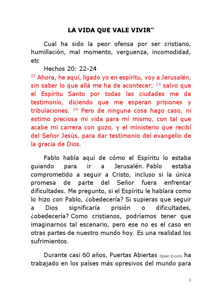 Una vida digna de ser vivida: Terminando bien la carrera y completando la tarea | PDF | Cristo ...