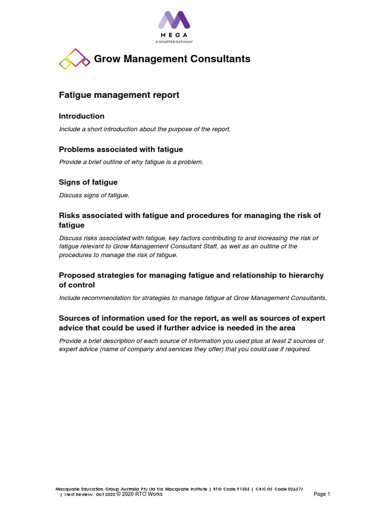 Fatigue Management Report | PDF | Business