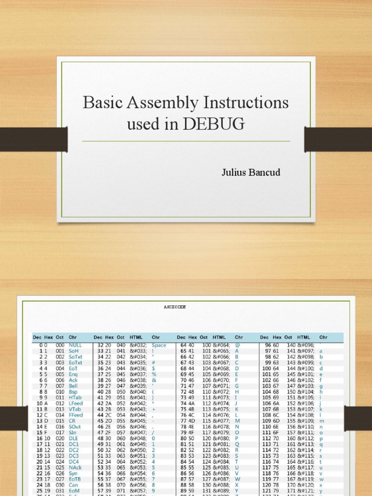 Basic Assembly Instructions Used in DEBUG: Julius Bancud | PDF | Input/Output | String (Computer ...