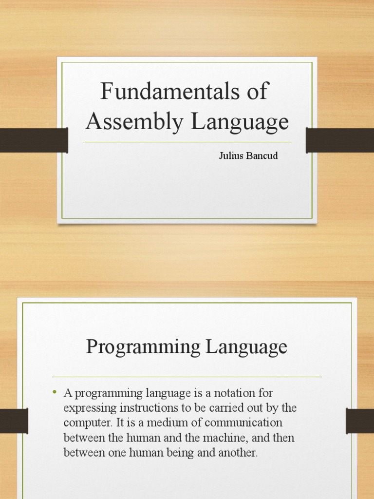 Fundamentals of Assembly Language: Julius Bancud | PDF | Assembly Language | Computer Programming