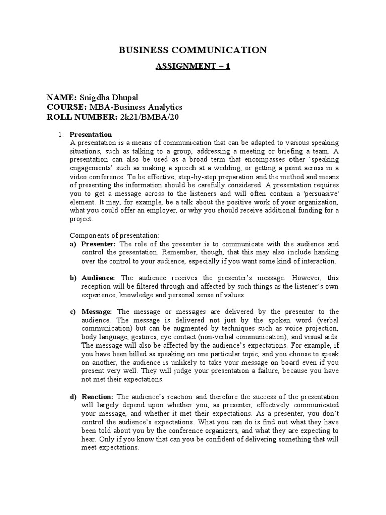 BUSINESS COMMUNICATION Ass1 | PDF | Communication | Memorandum