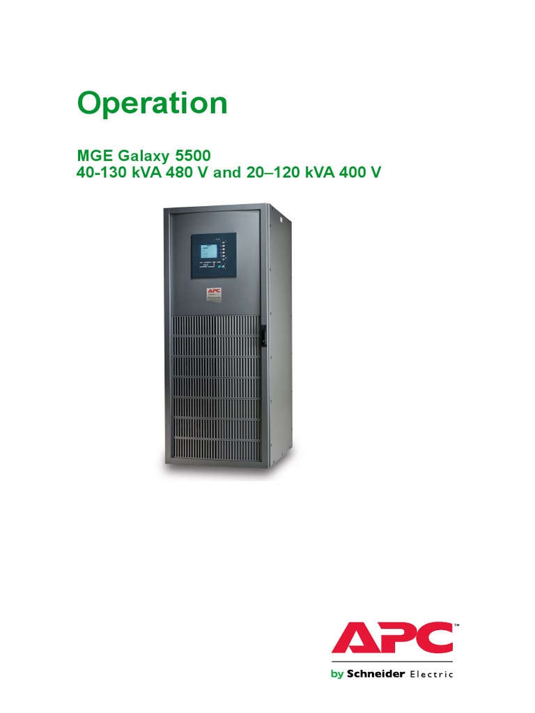 Operation: MGE Galaxy 5500 40-130 kVA 480 V and 20-120 kVA 400 V | PDF ...