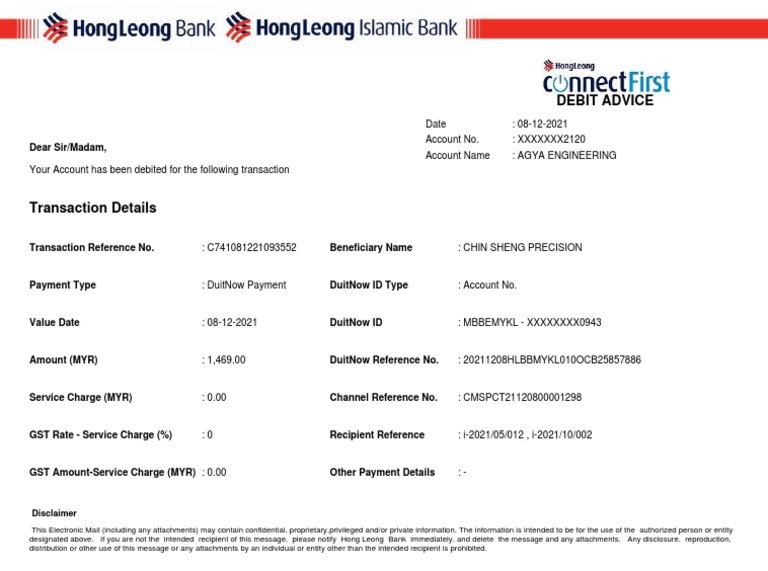 Debit Advice: Disclaimer | PDF