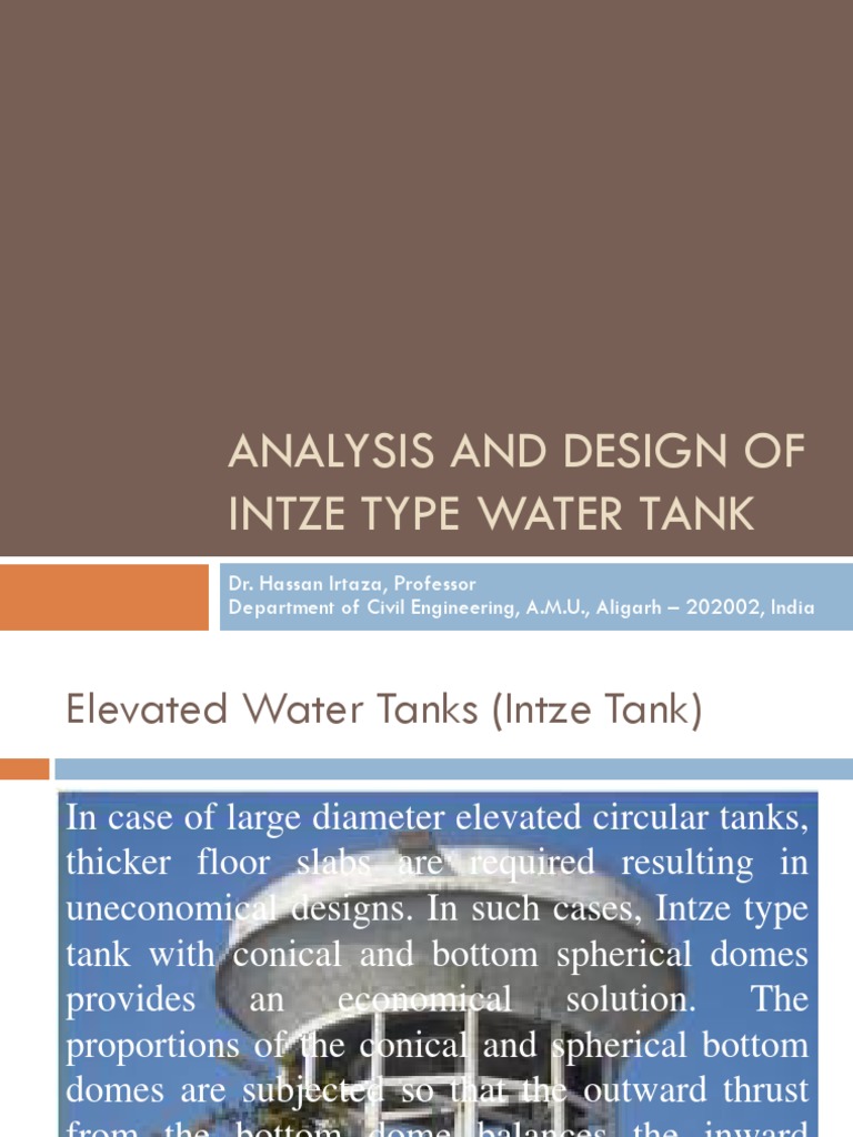Analysis and Design of Intze Type Water Tank | PDF | Beam (Structure ...
