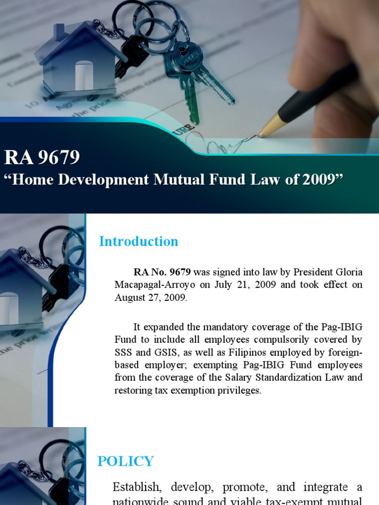 Home Development Mutual Fund Law of 2009 | PDF | Employment | Public Law