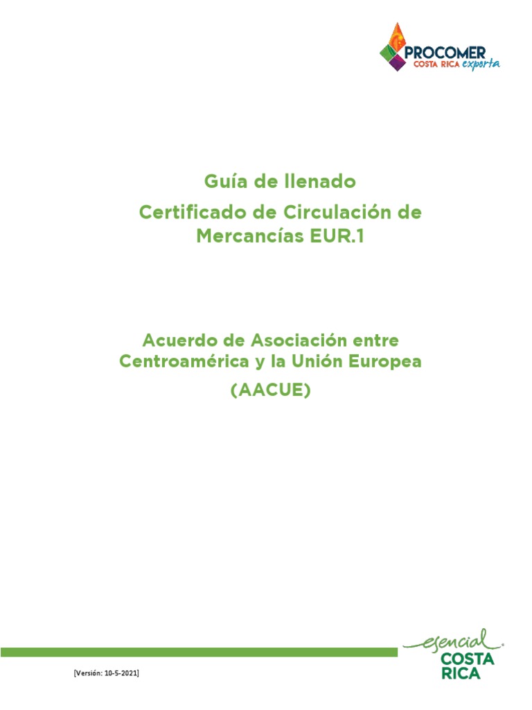 Guía de Llenado EUR.1-NE-AACUE-10-5-2021 | PDF | Unión Europea | Factura