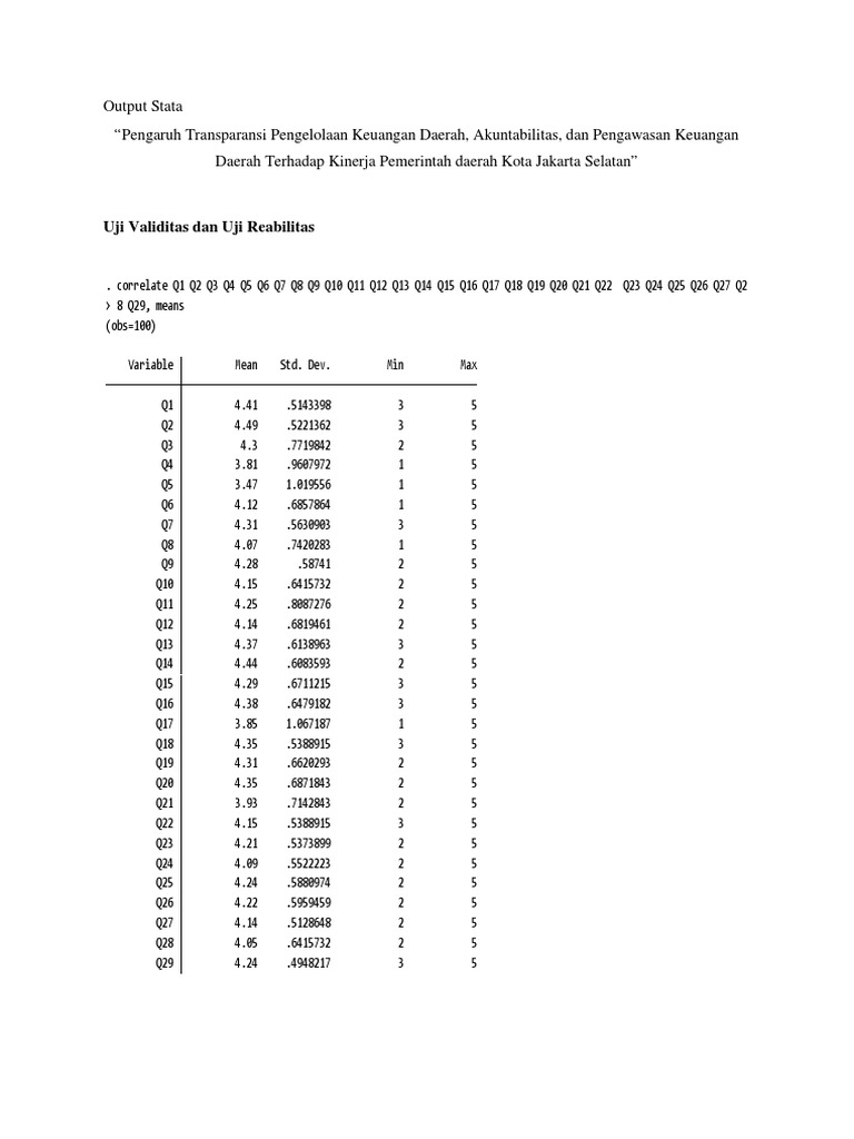 Output Stata - Dina Agistina R | PDF