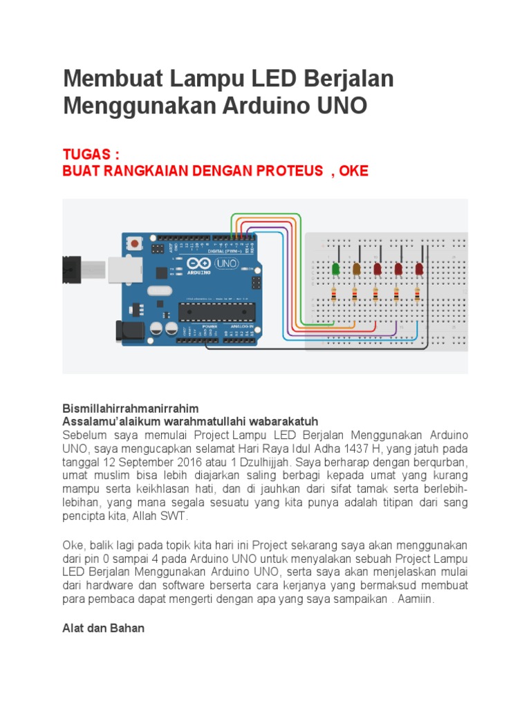 Membuat Lampu LED Berjalan Menggunakan Arduino UNO | PDF Membuat Lampu LED Berjalan Menggunakan Arduino UNO | PDF