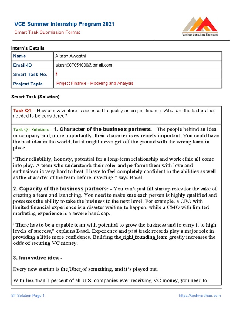 VCE Summer Internship Program 2021: Their Character | PDF | Small ...